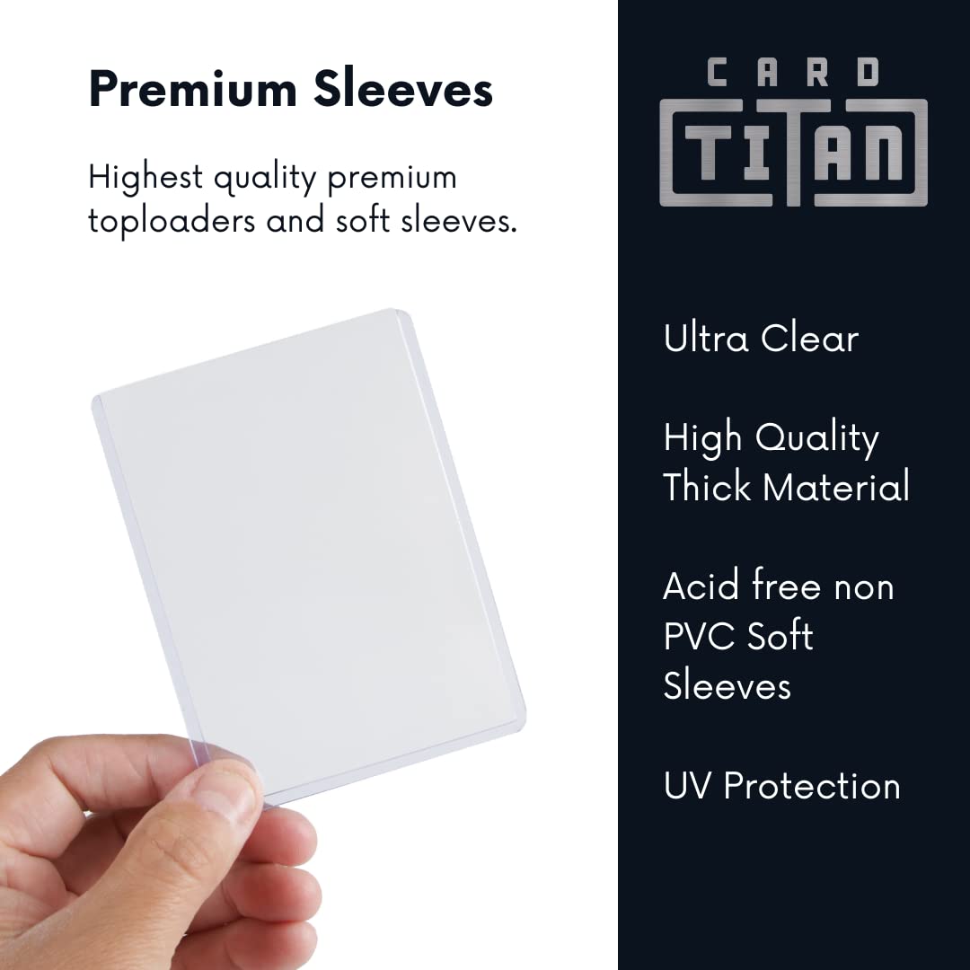CARD TITAN PRO 3" x 4" Thick Card 130pt Toploader and Soft Sleeves 50ct - Premium Quality Ultra Clear Top Loaders and Penny Sleeves for Trading Cards - Extra Thick Card Sleeves