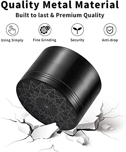 Grinder Spice Grinder 4 Pieces Grinder 2.2'' Black