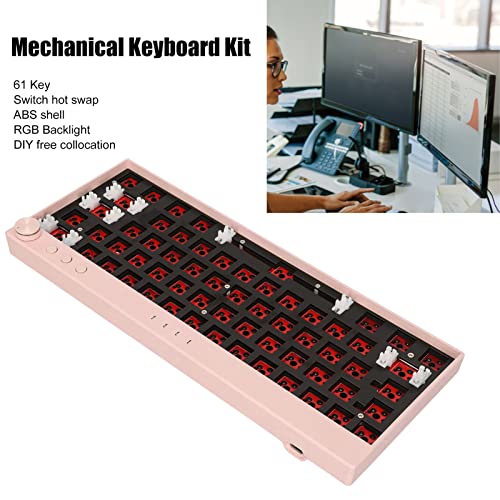 61 Keys hot swap Compatible Mechanical Keyboard Assembly Wide Switch RGB Backlight Mechanical Keyboard Assembly ABS Gaming Shell Pink