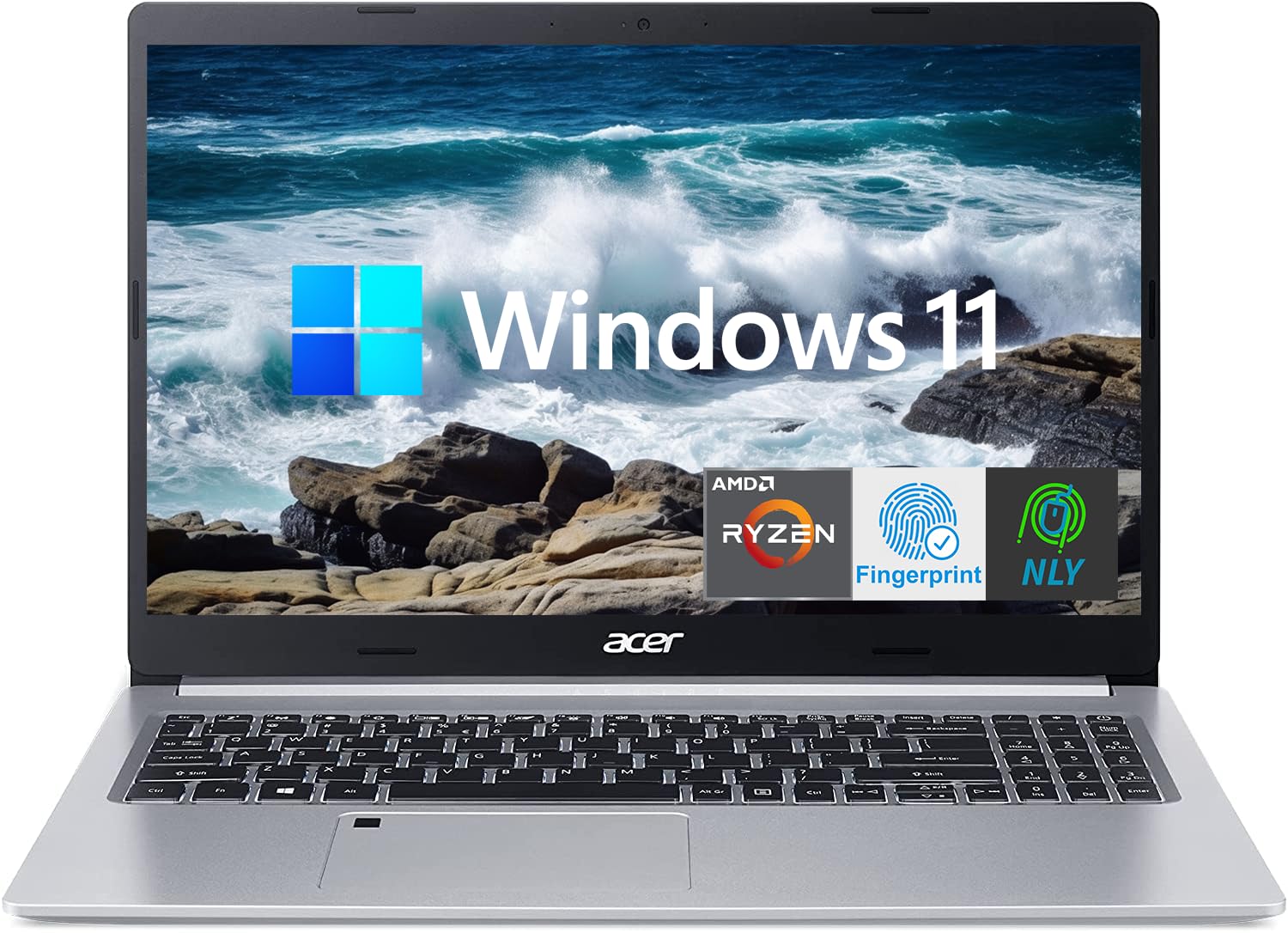 Acer 15.6'' Aspire 5 Slim Laptop with Backlit KB & Fingerprint Reader, AMD Ryzen Quad-Core Processor, 36GB RAM, 1TB SSD, RJ-45 Ethernet Port, Wi-Fi 6, Webcam, HDMI, NLY MP, Windows 11, Silver