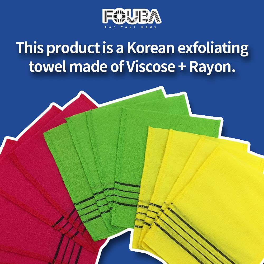 FOUBA Asian Exfoliating Bath Washcloth (Large Green - 4 pcs)