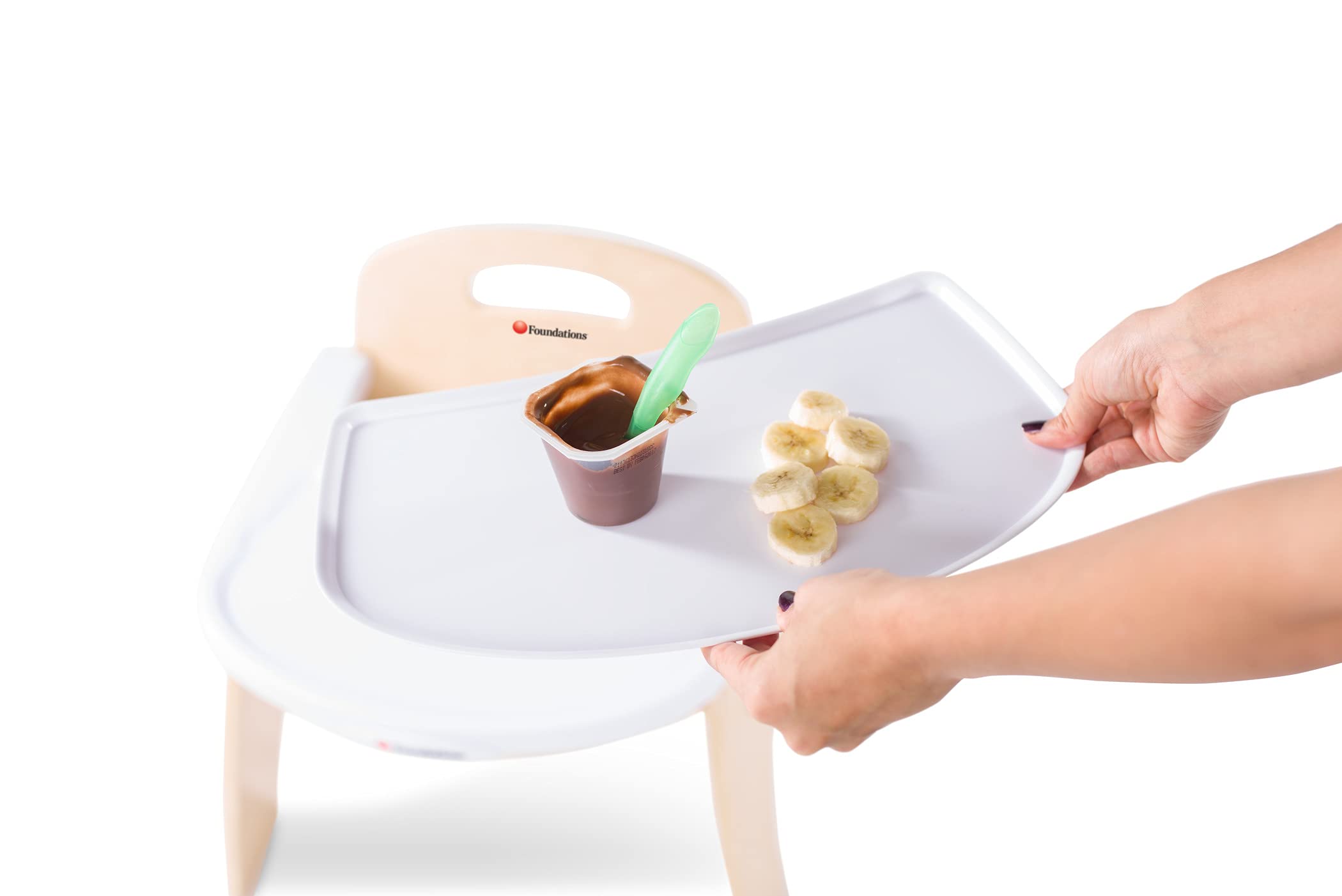Foundations Easy Serve 11" Wood Feeding Chair for Toddlers, Adjustable Harness, Removable Dishwasher Safe Tray, “No Tip” Base, Baltic Birch Plywood