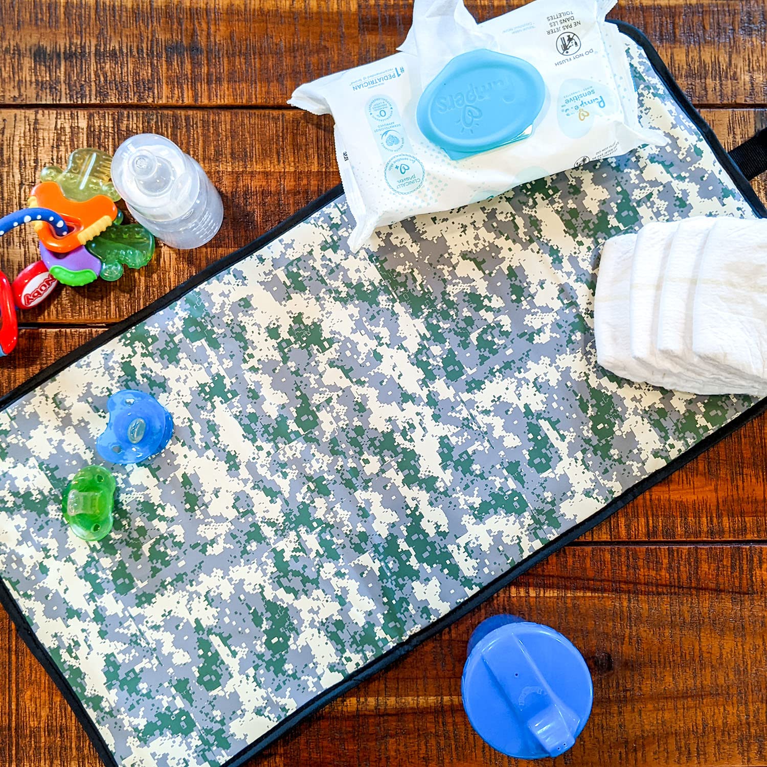 ActiveDoodie Dad Diaper Bag Combo with 8 Morale Patches, Camo Changing Pad, Insulated Bottle Holders, Diaper Bag for Dad