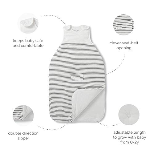 MORI Baby Wearable Blanket in Blue Stripe for Newborn to 2 Years - Breathable 2.5 TOG Sleep Sack with Double Direction Zip