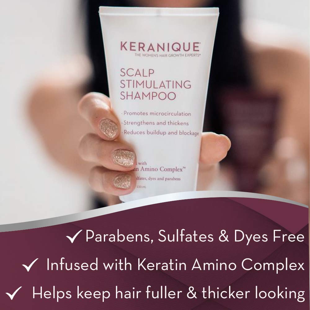 Keranique Hair Growth Anti Thinning Scalp Stimulating Shampoo, Sulfate Free, Parabens Free and infused Keratin Amino Complex, 4.5 Fl Oz