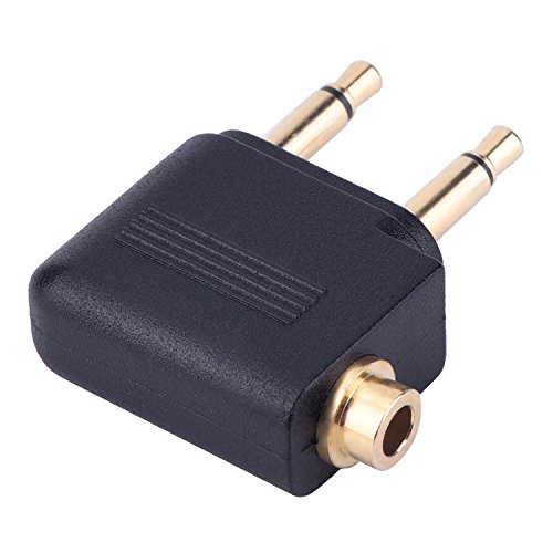eBoot Airplane Airline Flight Adapters for Headphones (3 Pack, Golden Plated)