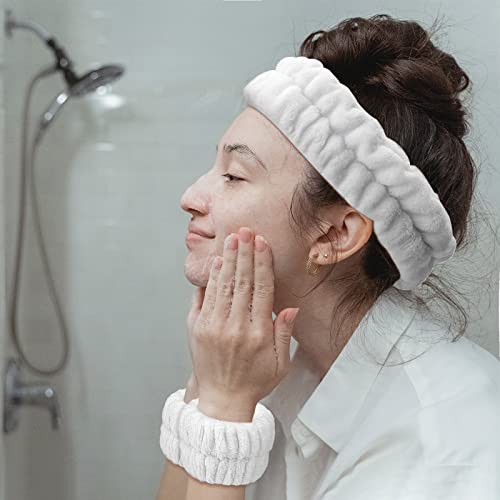 AIEX 9pcs Women's Makeup Headbands, Cute Soft Microfibre Makeup Headband, Spa Face Wash Headband for Women Girls (White, Grey, Black)
