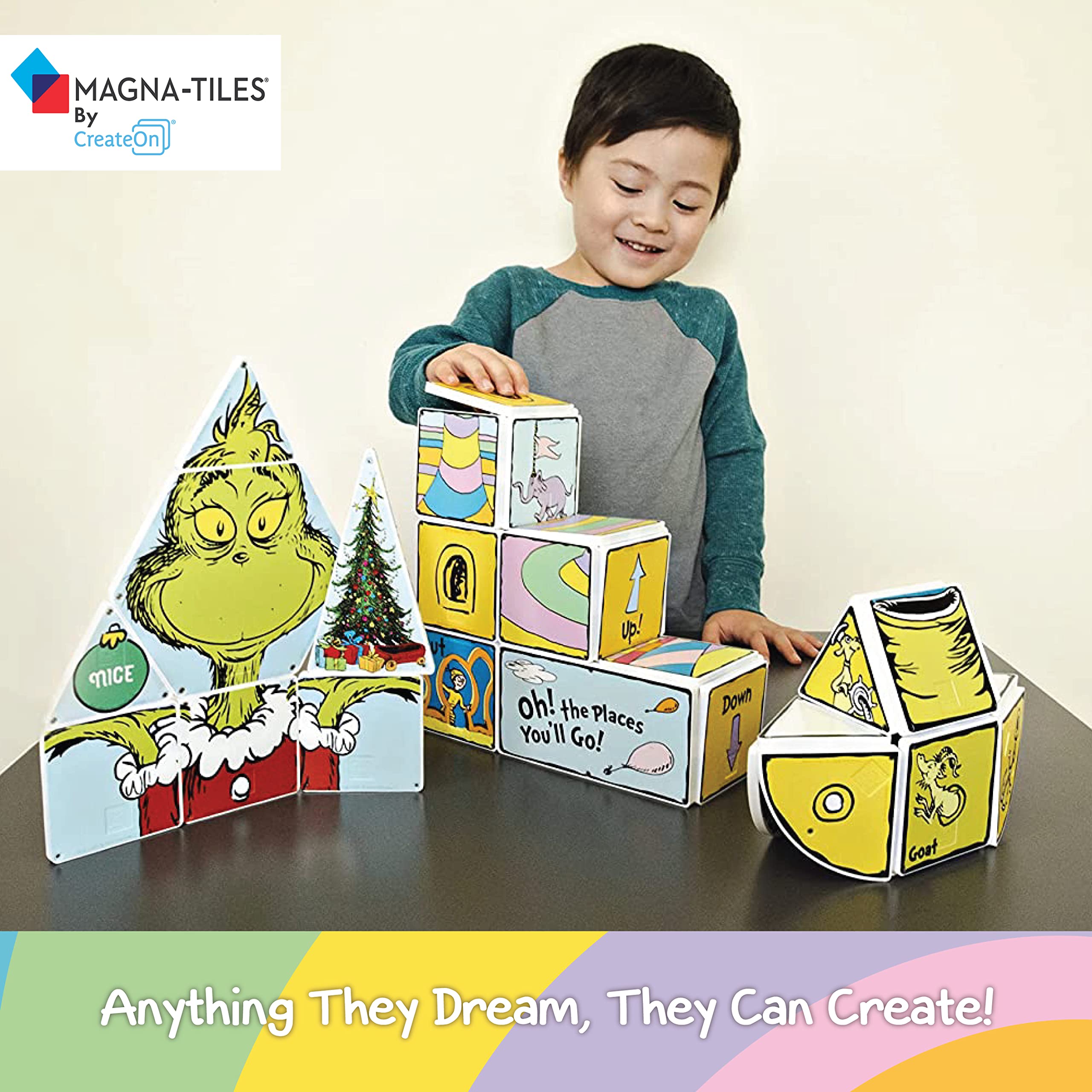 Dr. Seuss Oh! The Places You'll Go! Magna-Tiles Structure Set, Original Magnetic Building Tiles Making Learning Fun and Hands-On, Versatile Educational Toy for Kids Ages 3 Years +
