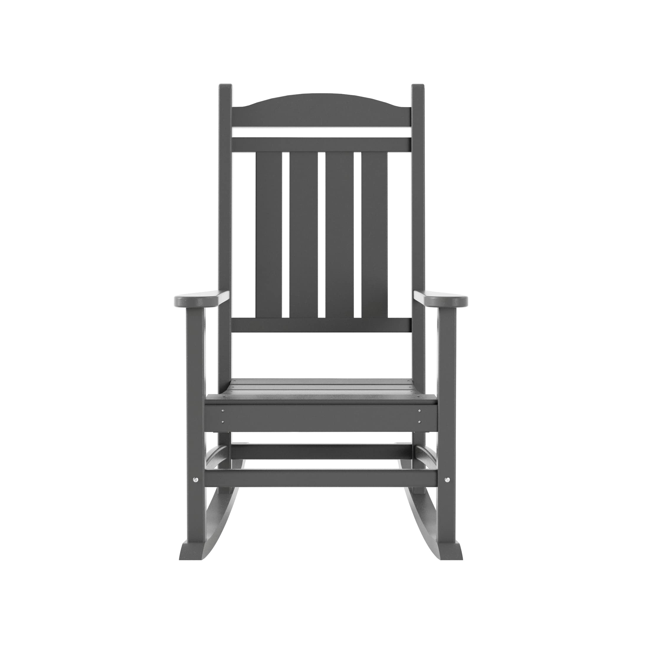 Costaelm Paradise Classic Adirondack Plastic Outdoor Porch Furniture Rocking Chair High Back HDPE Poly Lumber, Gray