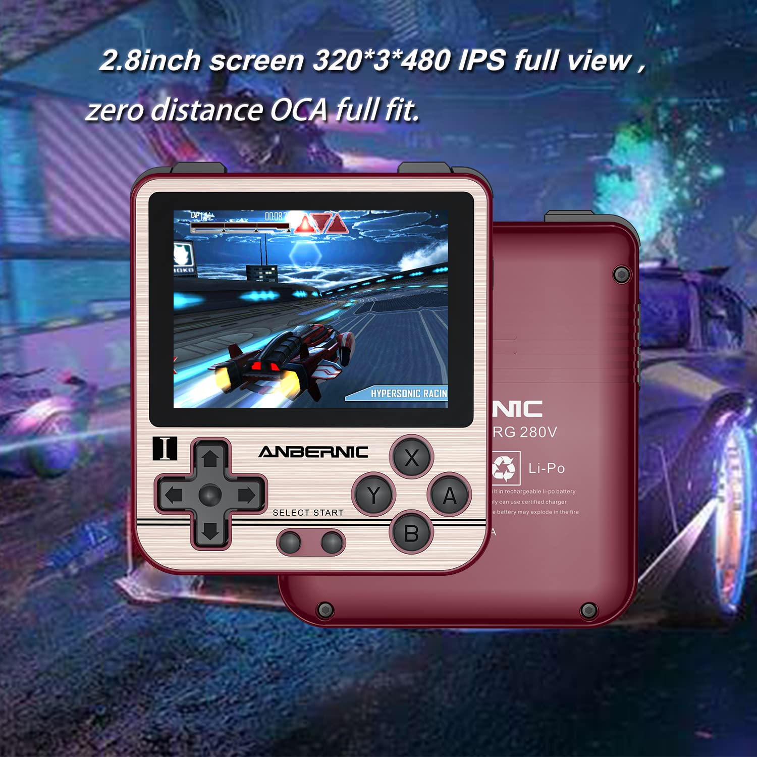BAORUITENG RG280V Handheld Game Console with 16 + 64G TF 5000 Games 64Bit 2.8inch IPS Screen, Retro Game Console Opening Linux Tony System Portable Video Game Console