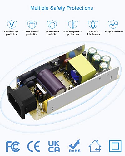 ALITOVE DC 12V 5A Power Supply Adapter Converter Transformer AC 100-240V Input with 5.5x2.5mm DC Output Jack for 5050 3528 LED Strip Module Light