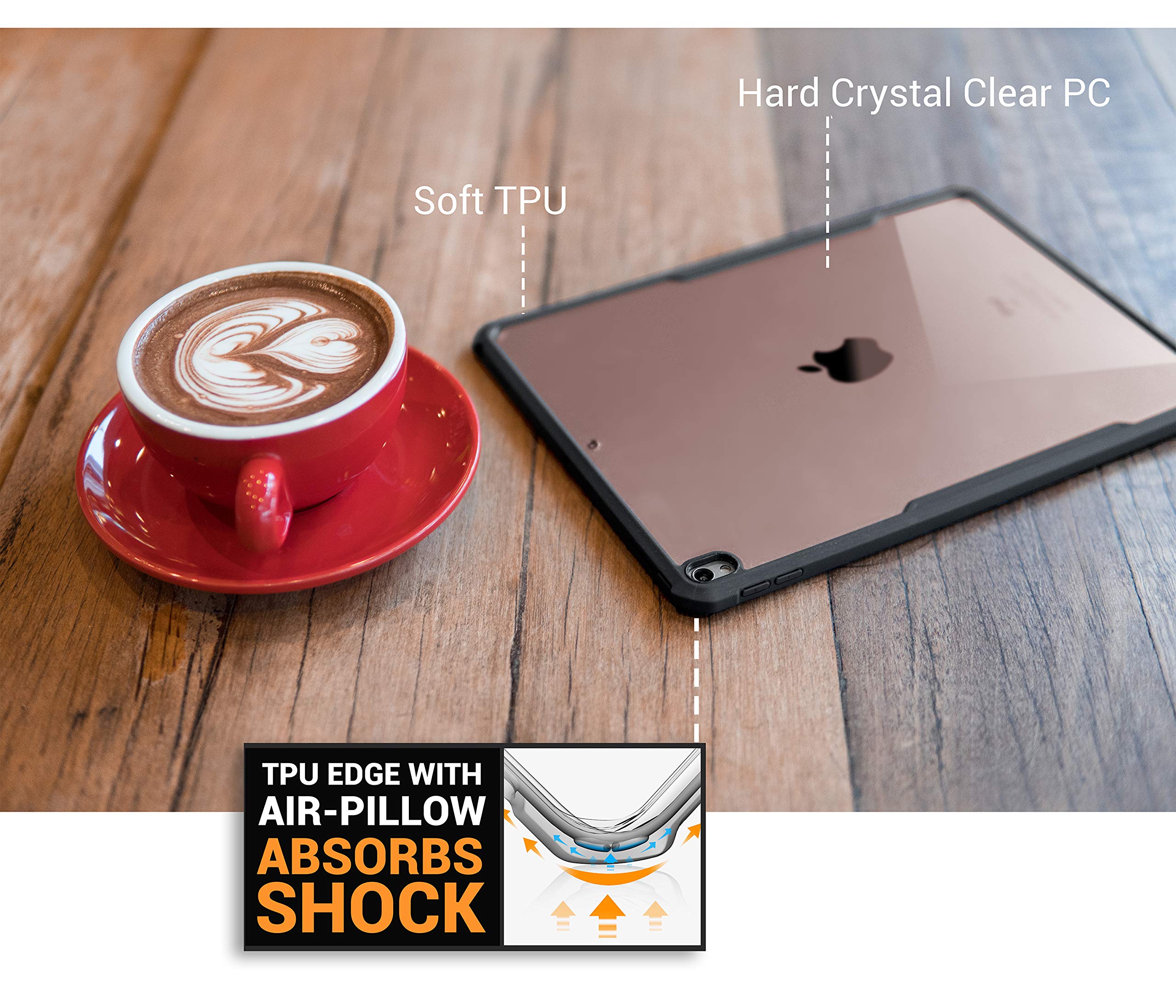 TineeOwl iPad Pro/Air 3 (10.5-inch) Ultra Slim Clear Case, Flexible TPU Bumper, Absorbs Shock, Thin, Lightweight (Black)