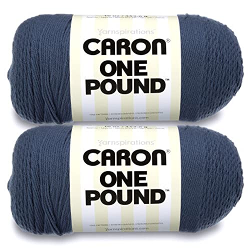 Caron One Pound Cape Cod Blue Yarn - 2 Pack of 454g/16oz - Acrylic - 4 Medium (Worsted) - 812 Yards - Knitting, Crocheting & Crafts