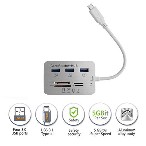 USB C Hub 7 in 1 Type C Adapter SD Memory Card Reader 3 USB Port Hub
