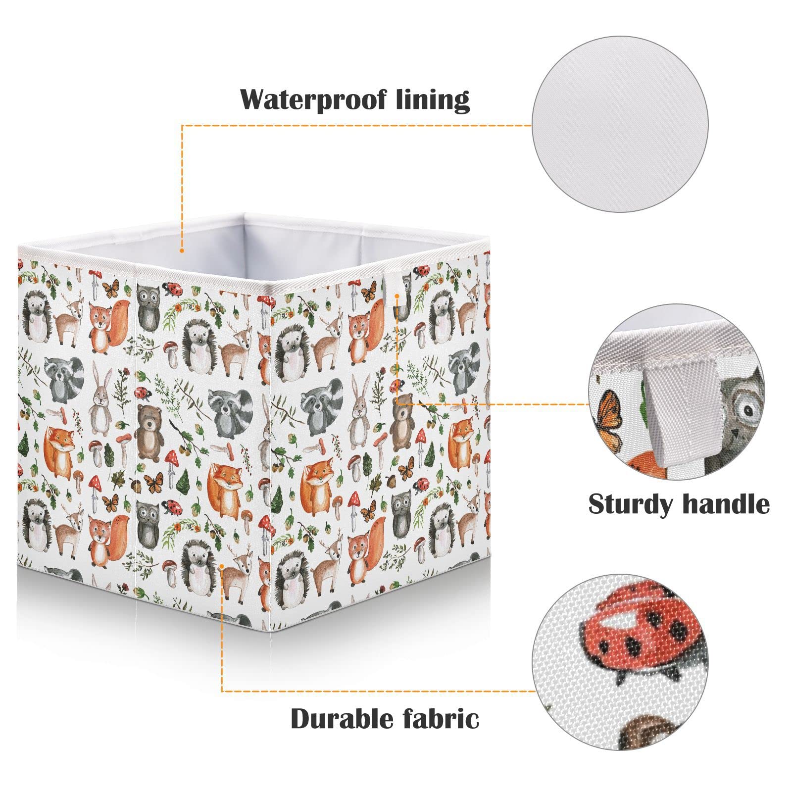 senya Large Storage Bins Woodland Animals Collapsible Foldable Storage Cubes Fabric Basket Closet Organizer Containers Box for Home Bedroom Office 11 x 11 x 11in