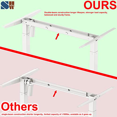 SHW 55-Inch Large Electric Height Adjustable L-Shaped Standing Desk with Right Facing Corner, Oak
