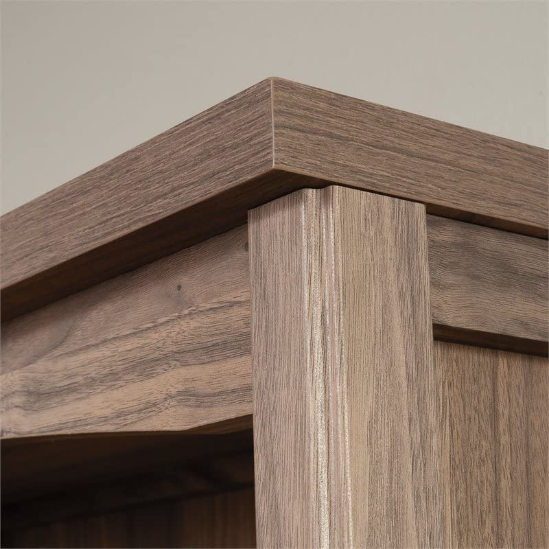 Worksense by Sauder Woodburn 5-Shelf Display Bookcase in Washed Walnut, Washed Walnut Finish