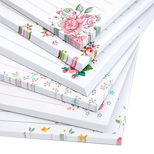 Juvale 6 Pack Floral Magnetic Notepads for Refrigerator, Grocery List, To Do List, with Ribbon Bows, 60 Sheets Each (4 x 8 In)