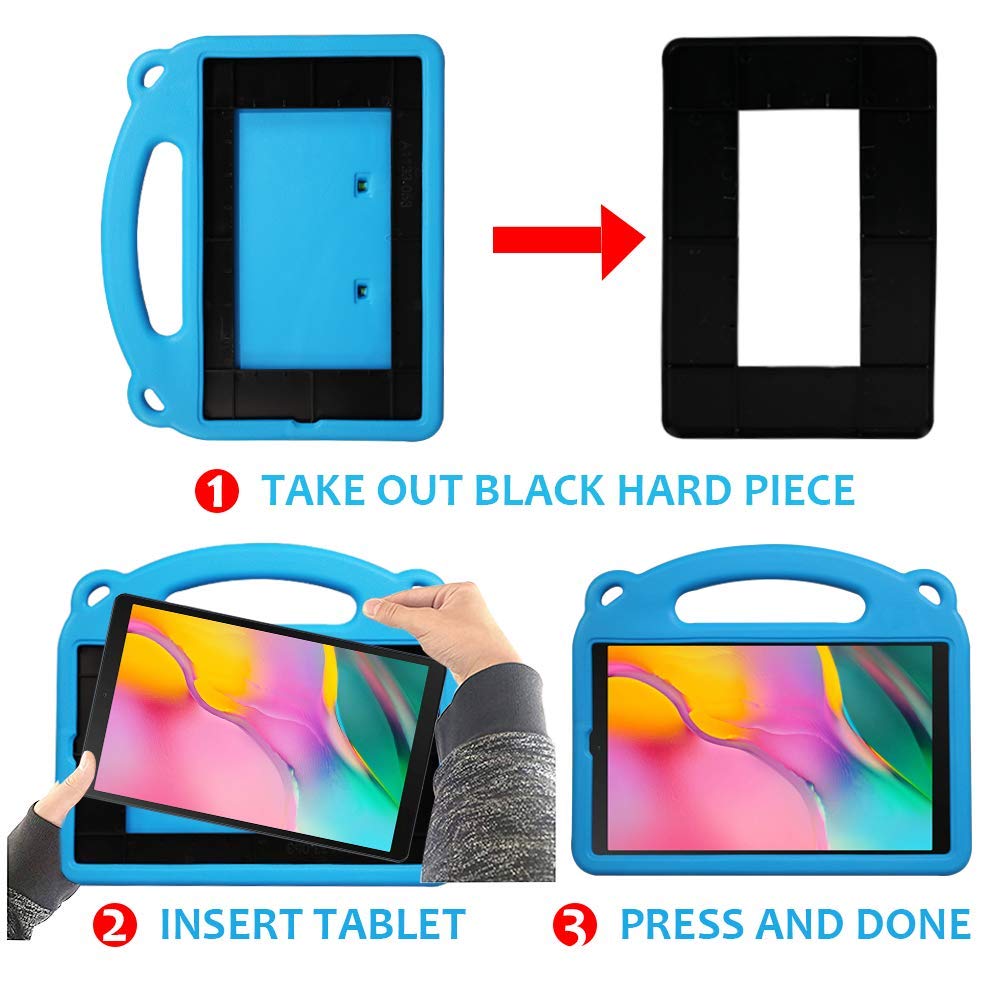 FIREVASE Tablet Case for Samsung Galaxy Tab A 10.1 Inch (2019), ONLY FIT SM-T510/SM-T515, EVA Shock Proof Light Weight Professional Kids Case, with Handle Built-in Bracket & Shoulder Strap (Blue)