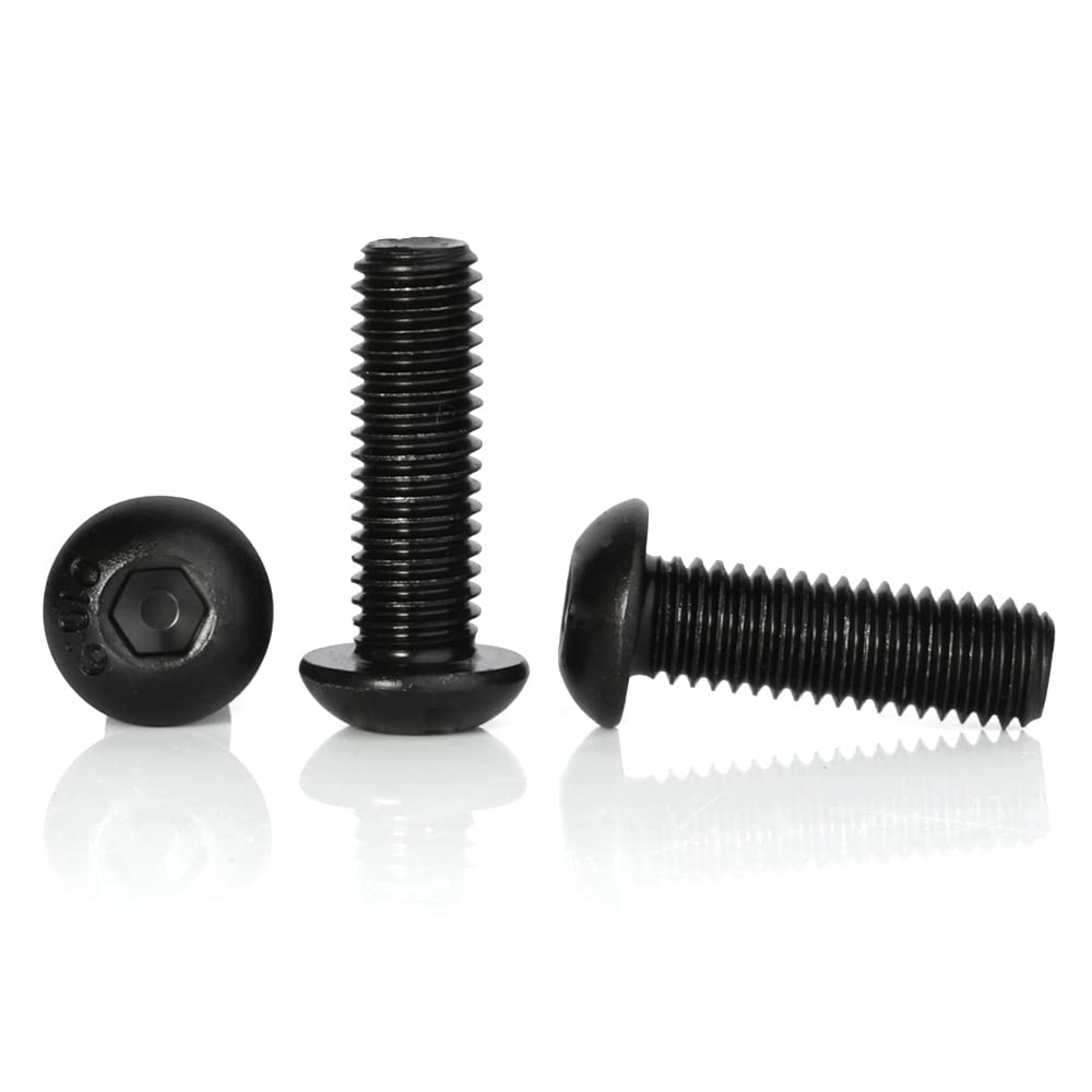 M6 x 20mm/25mm/30mm/35mm/40mm Button Head Socket Cap Screw Kit Assortment, Alloy Steel Grade 10.9, Allen Hex Drive, Fully Threaded, 50 PCS