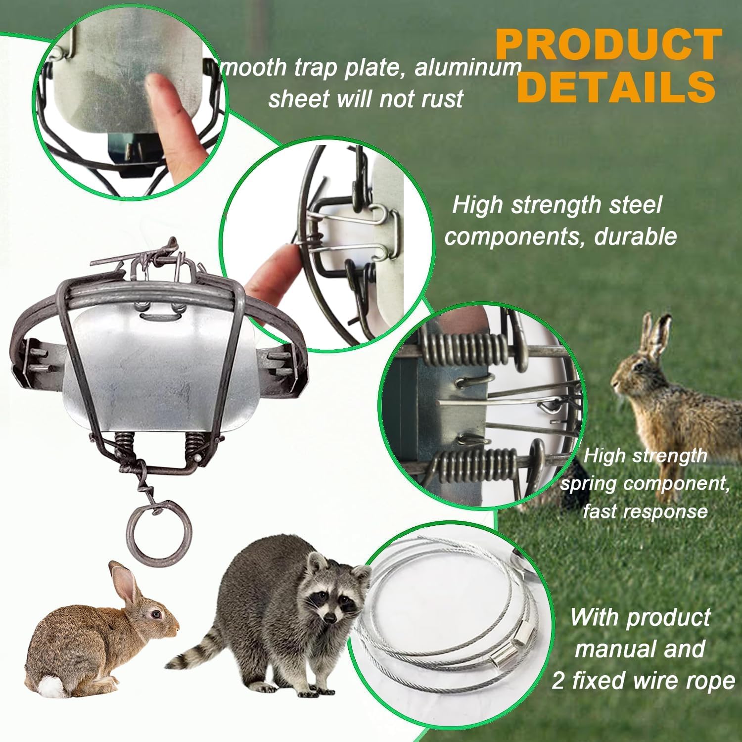 ππ§π’π¦ππ₯ ππ«ππ© 2 Packer Reusable Spring Traps Outdoor Traps are Responsive and efficientEasy to placeSuitable for a Variety of terrains Such as lawnsWoodsGardens (7in-2packer)