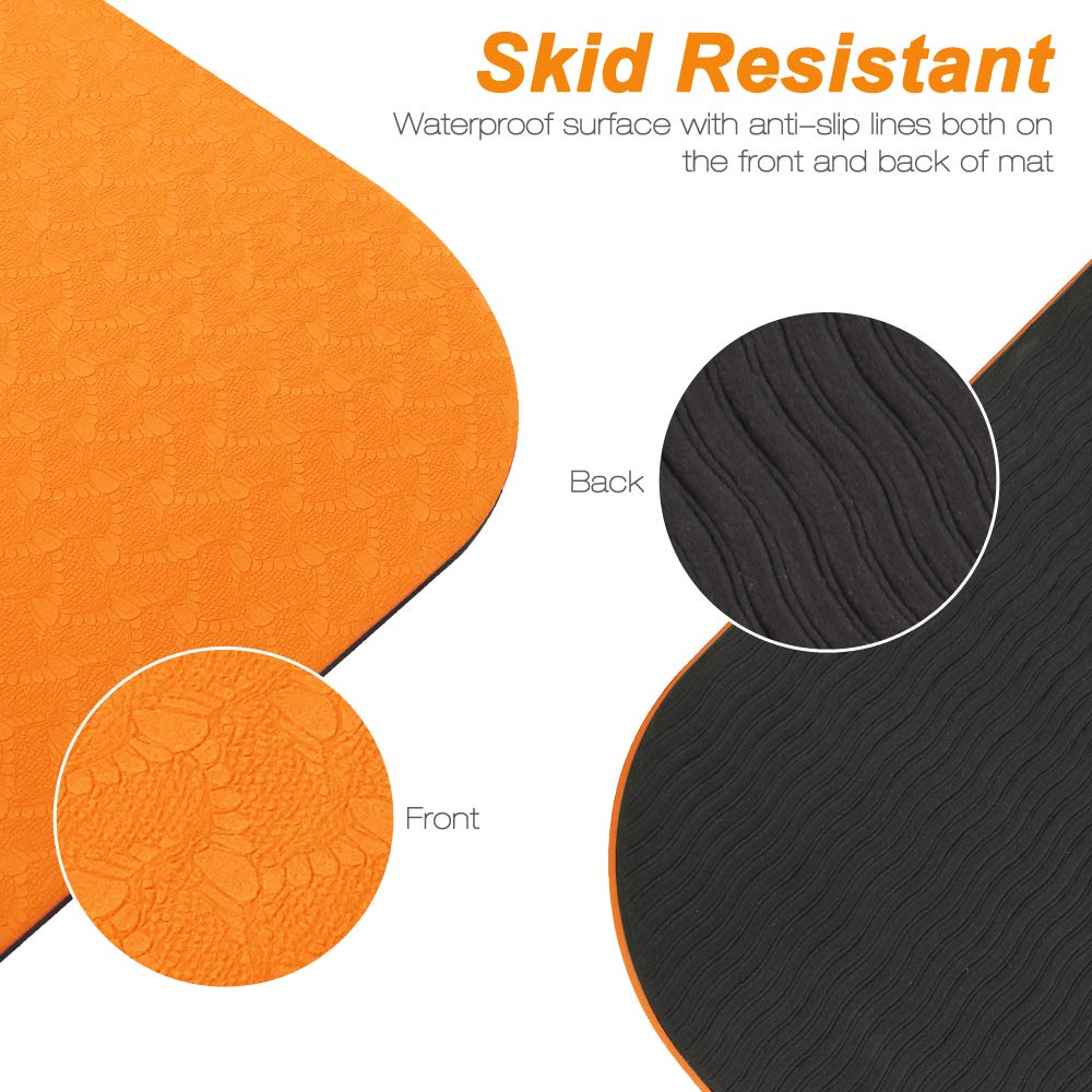 6mm Thick TPE Non-Slip Yoga Mat/Gym Mat (183x61x0.6cm) Orange