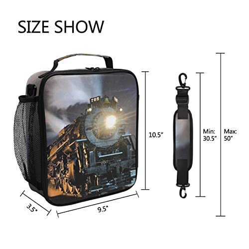 AUUXVA Vintage Locomotive Kids Lunch Bag, 10.5 x 3.5 x 9.5 in, Polyester
