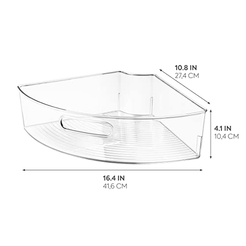 iDesign Recycled Plastic 1/4 Wedge Lazy Susan Turntable Organizer with Handle, Pantry, Bathroom & Recycled Plastic 3-Tier Stadium Spice Rack Organizer for Kitchen, Fridge, Freezer