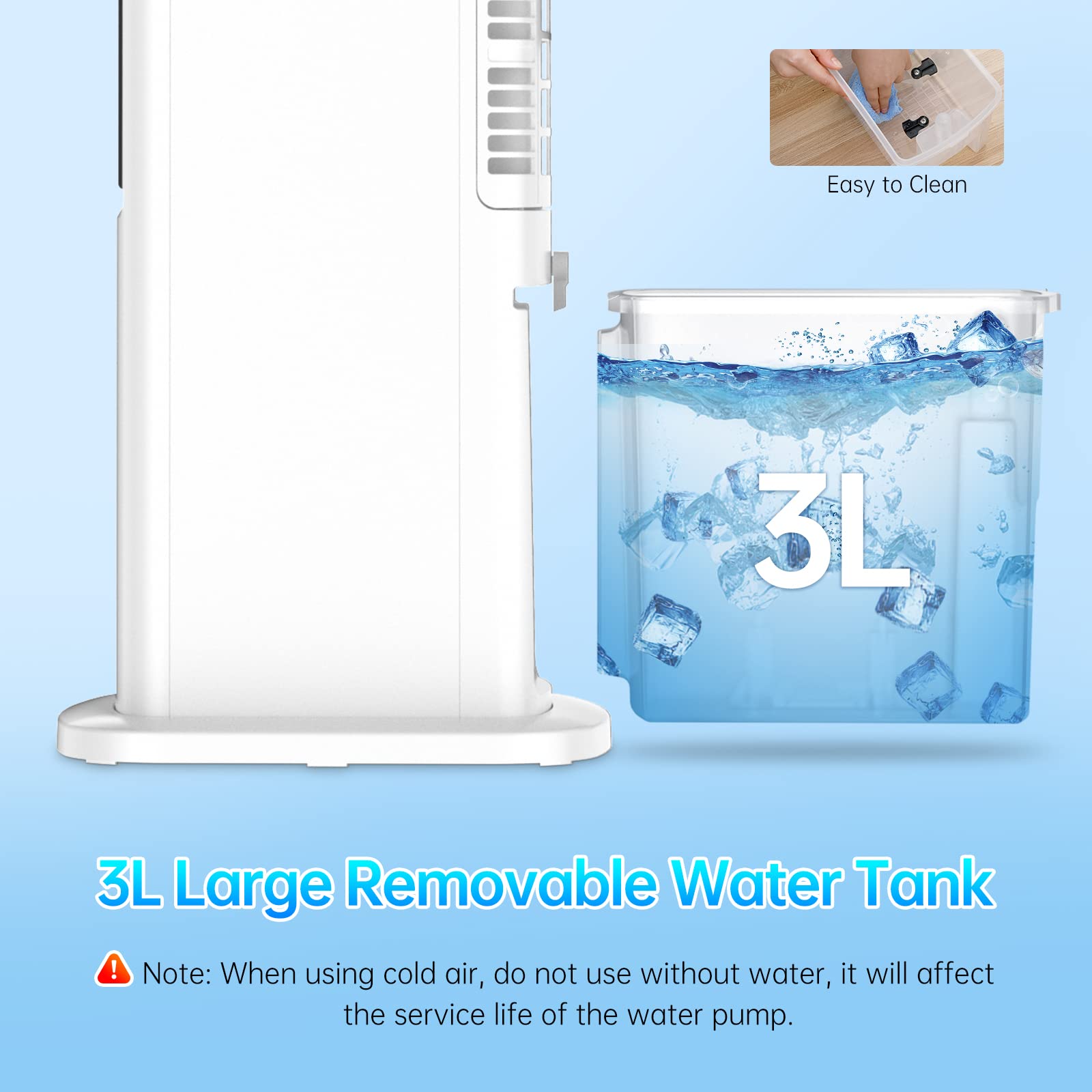 Evaporative Air Cooler, Portable Air Conditioner Fan, 35'' Evaporative Cooler with 3 Speeds & 52°Oscillation, 12-H Timer Remote Control Swamp Cooler w/Cooling Function for Home & Office