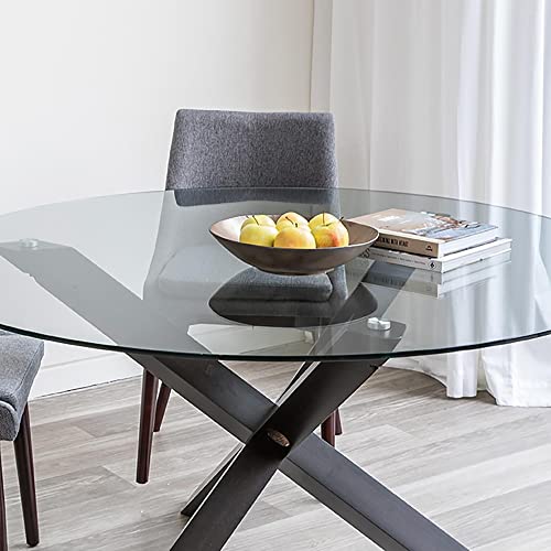 48 inch Clear Round Glass Top, 3/8" Thick Tempered Table Top with Pencil Polished Edge, Transparent Flat Circular Sheet for Dining Table, Coffee Table, Restaurant Table