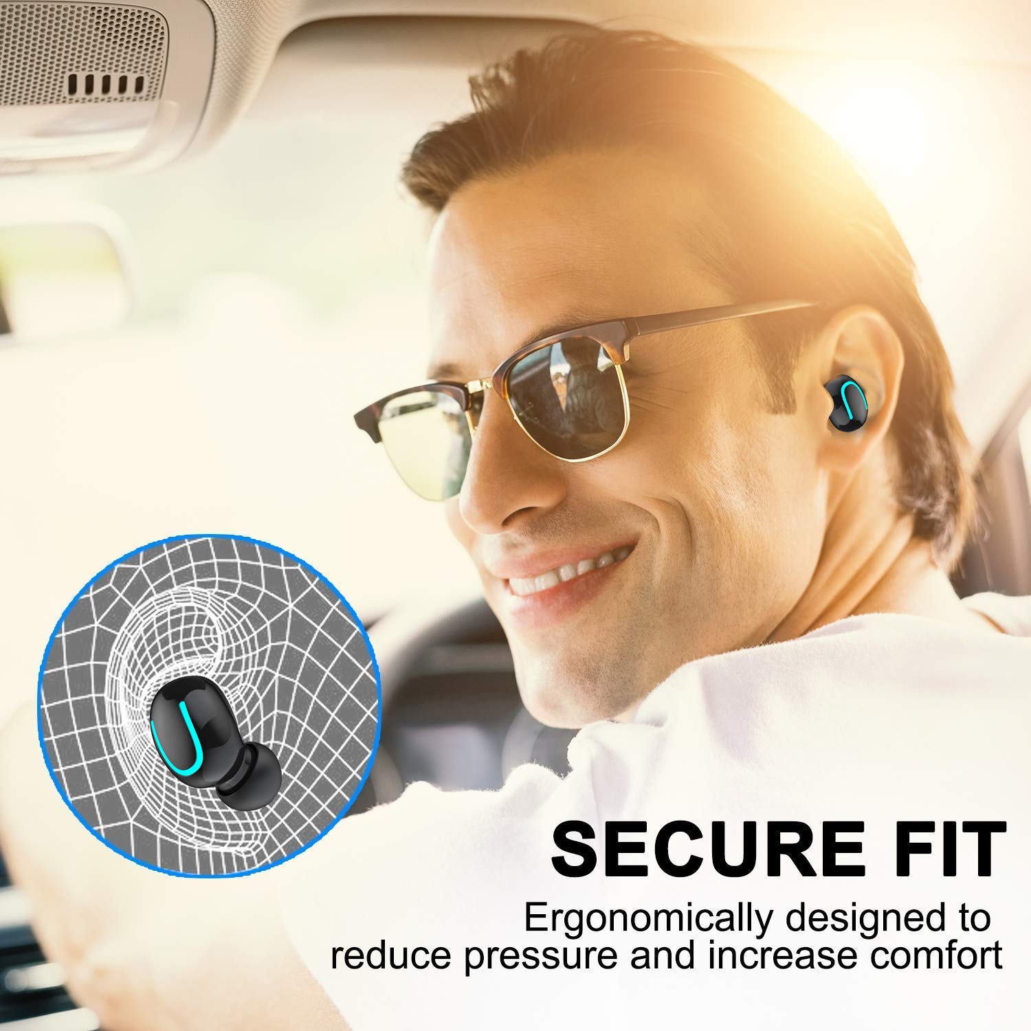 AICase TWS Wireless Headphones,Bluetooth 5.0 Wireless Earbuds Built-in Mic Mini Sweatproof Sport Headsets in-Ear Headset with Wireless Charging Case for Android and iOS Smartphones (HQB-U)