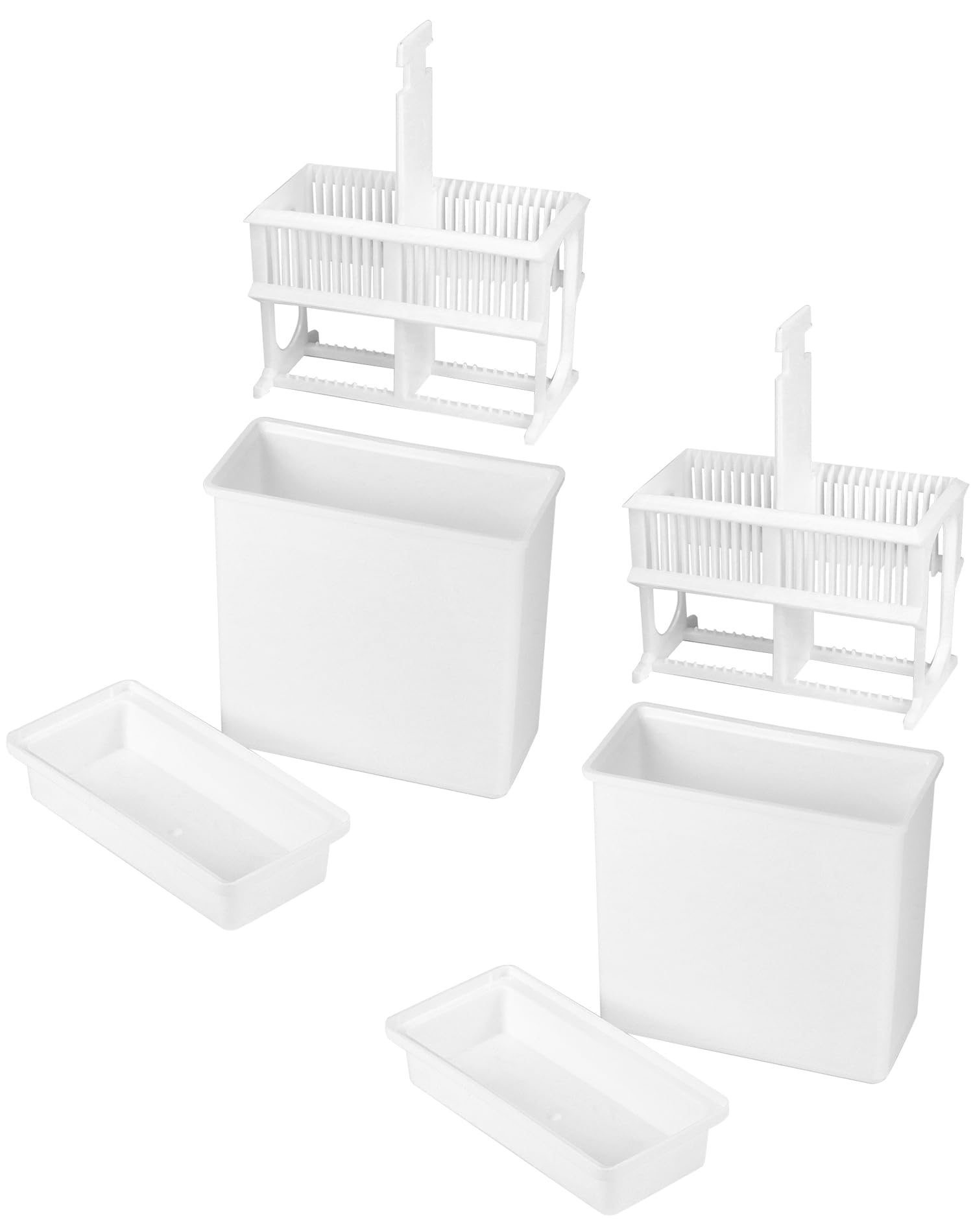 QWORK Microscope Slides Staining Jar and Rack, 4 Pcs 24-Slots, White