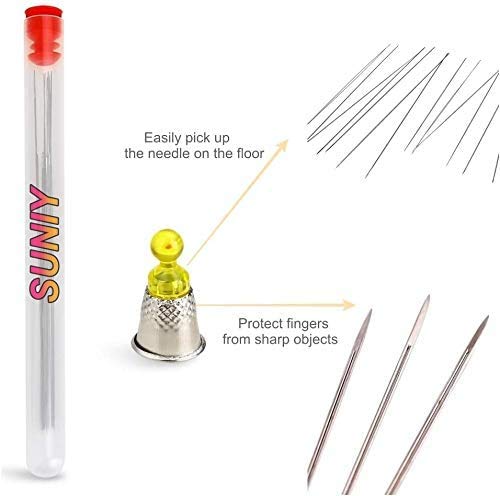 6 Pieces Big Eye Beading Needles with Needle Bottle (2.2 inch, 3 inch)