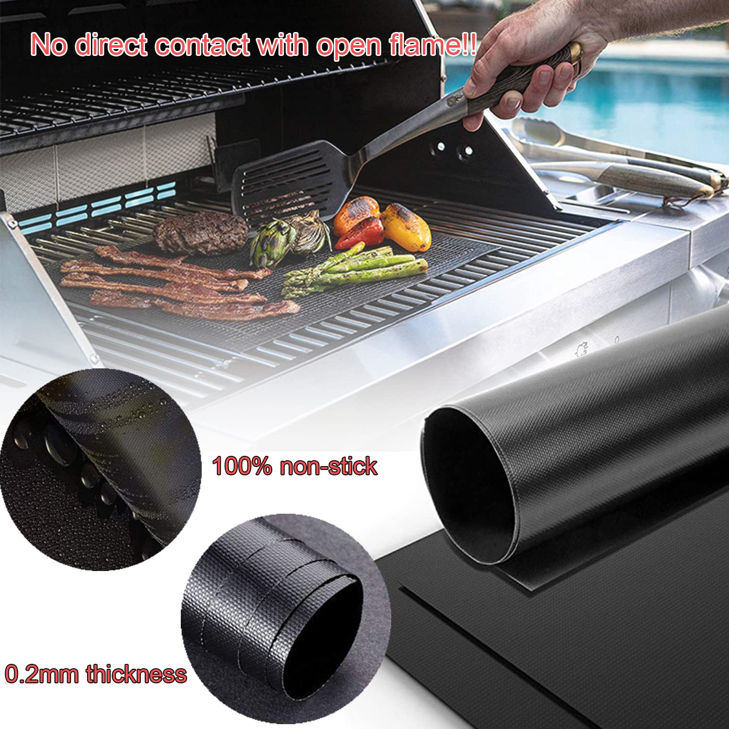 Akblaklsa 4 Pack Non-Stick Oven Liners and Mesh Mats, Reusable Liners for Toaster Oven, 13 × 15.74 inch Grill Mats and Mesh Mats, Oil Brush, Toaster Oven Reusable Mats Set, Heat Resistant Baking Mat