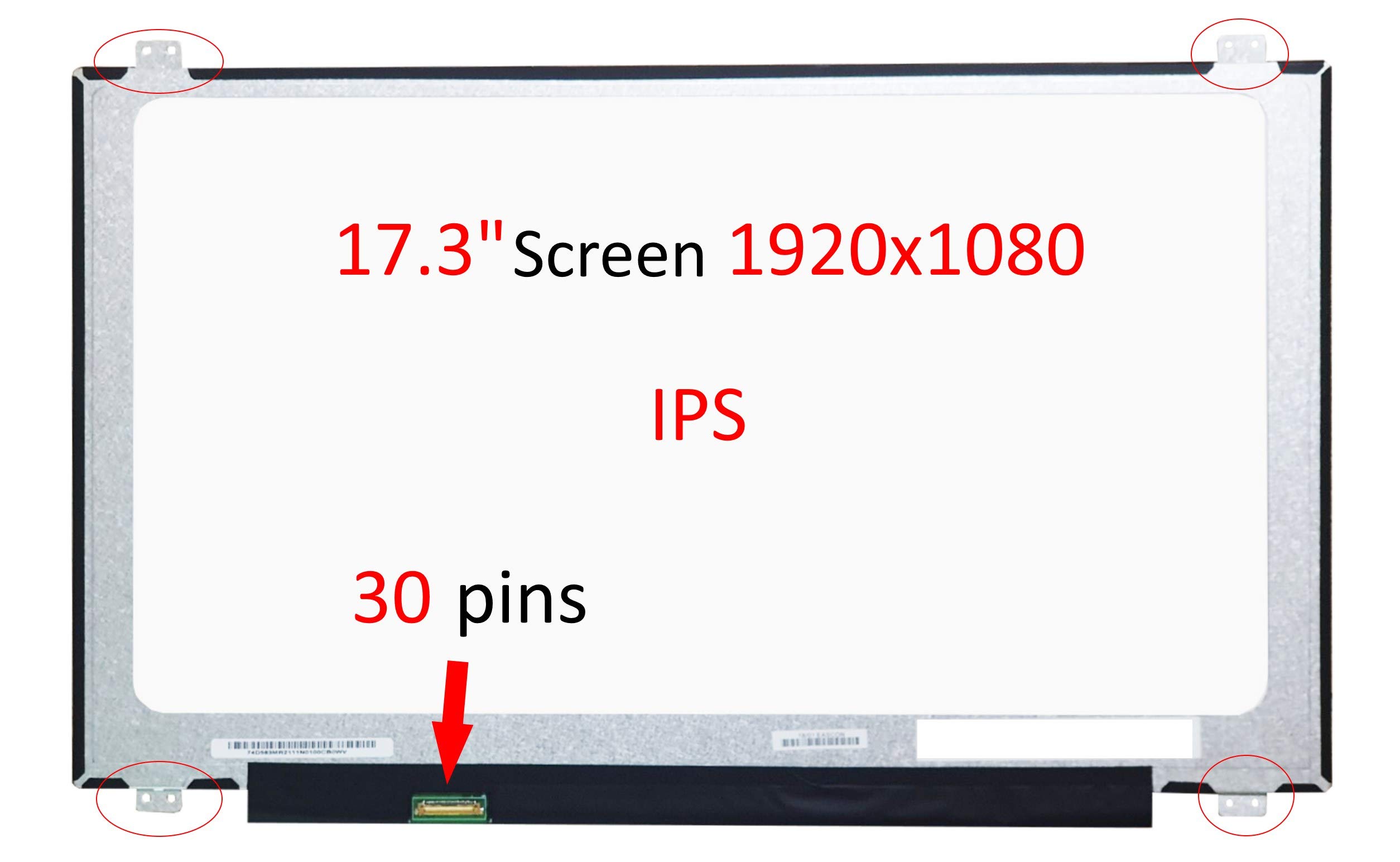 FULLCOM 17.3 inch Screen Compatible for Dell G3 3779 Precision 7730 Inspiron 5770 0Y9WG,LP173WF4(SP)(F1), LTN173HL01-201,N173HCE-E31