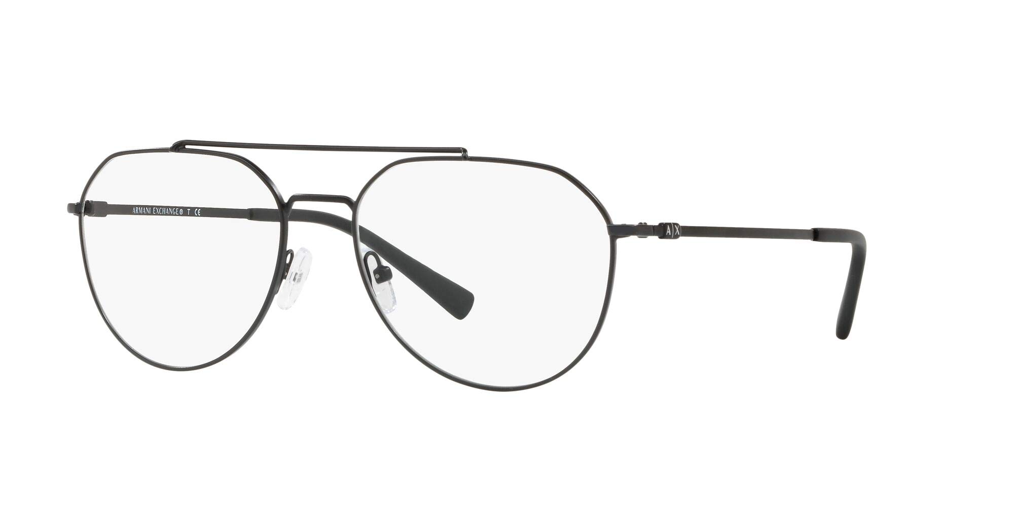 A|X ARMANI EXCHANGE Men's AX1029 Aviator Prescription Eyeglass Frames, Matte Black/Demo Lens, 57 mm