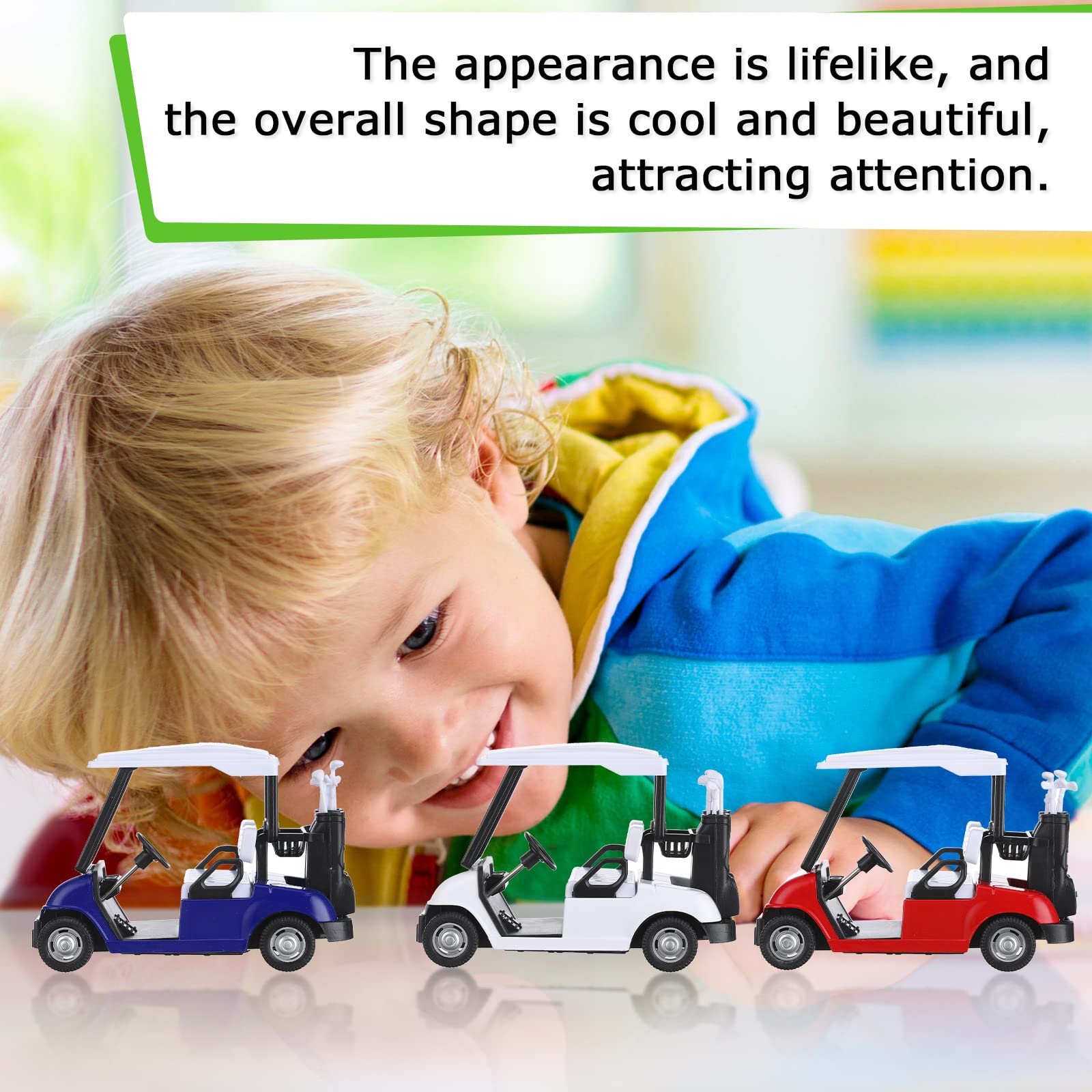 6 Pcs 4.72 Inch Mini Golf Cart Miniature Diecast Golf Cart Decorations Golf Birthday Decorations Metal Pull Back Die Cast Action Toy Golf Cart for Table Golf Decor Golf Party Decorations 1: 20