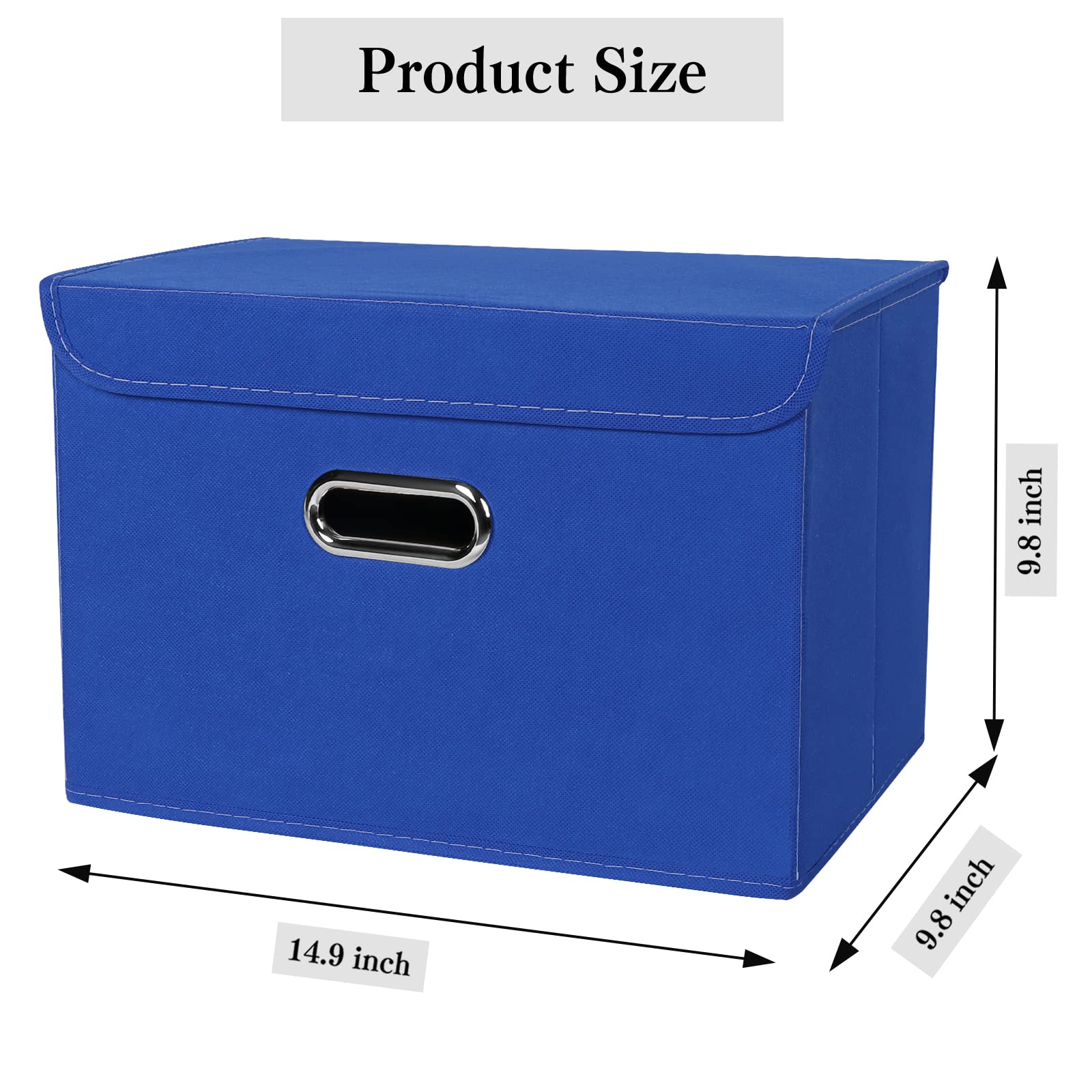 Yunkeeper Fabric Storage Bins with Lids Closet Organizers Foldable Cubes Basket with Handles Cube Boxes for Home ,Dark Blue
