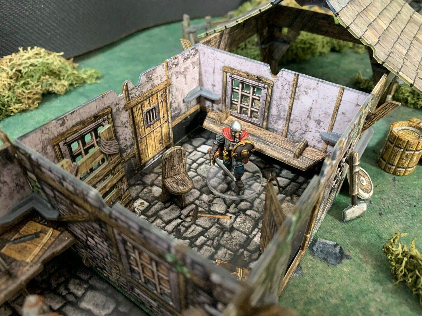 Battle Systems – Modular Fantasy Scenery – Perfect for Roleplaying and Wargames - Multi Level Tabletop Terrain for 28mm Miniatures – Colour Printed Model Diorama – DND Warhammer (Blacksmith's Forge)