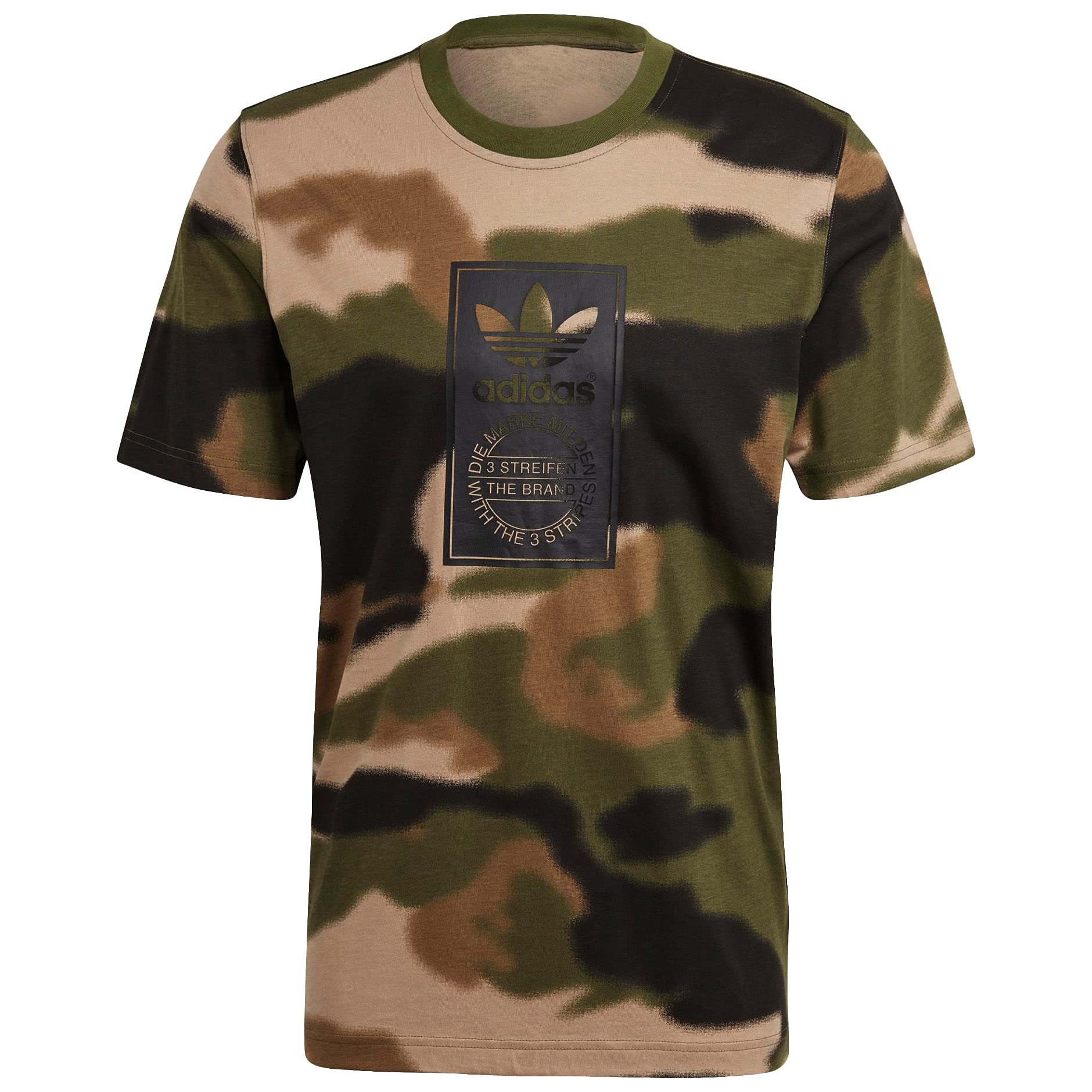 adidas Camo All Over Print Tongue Tee Wild Pine/Multicolor/Black SM
