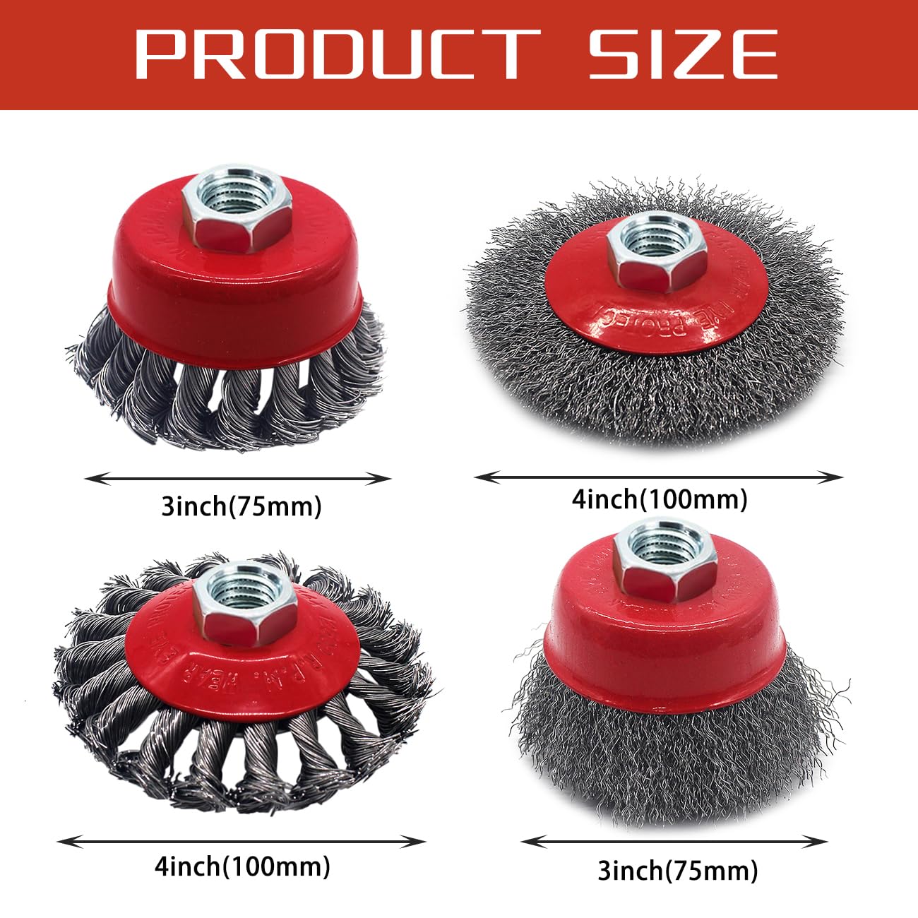 5 Pack Wire Wheel for Angle Grinder, 4 Inch Angle Grinder Wire Wheel with 5/8-11 Thread Arbor, Wire Wheel for 4 1/2 Angle Grinder, Carbon Steel Wire Brush for Cleaning Rust and Polishing