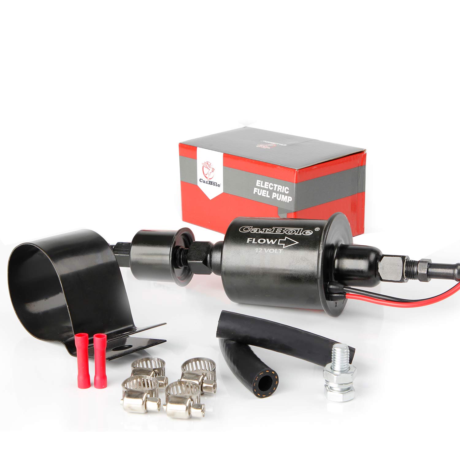 CarBole Universal Micro Electric Fuel Pump Inline Low Pressure Pump E8012S 12V, 5-9 PSI,30 GPH,5/16 Inch