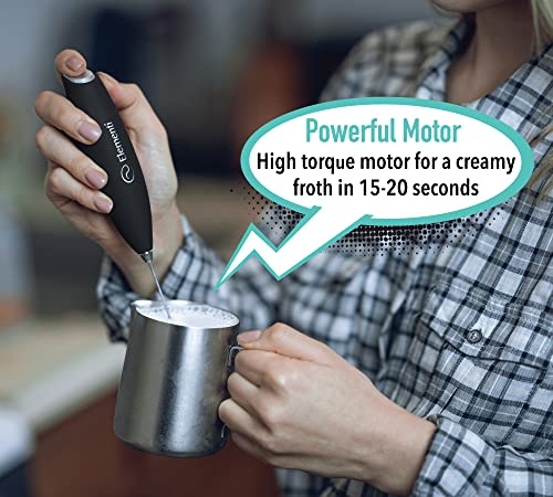 Elementi Milk Frother Wand - Electric Handheld Matcha Whisk (Black) - Coffee Hand Frother & Frappe Maker - Coffee Mixer - Electric Coffee Drink Stirrer - Handheld Frother Blender Stick & Mini Mixer