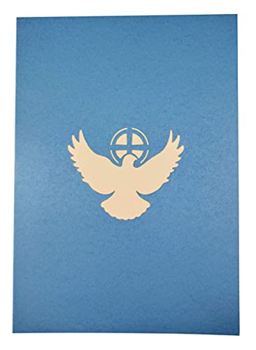iGifts And Cards Inspirational White Dove with Olive Branch 3D Pop Up Greeting Card - Religious Sympathy Card, Condolences Card, Congratulations Ordination Gift, Beautiful Priest Appreciation Present