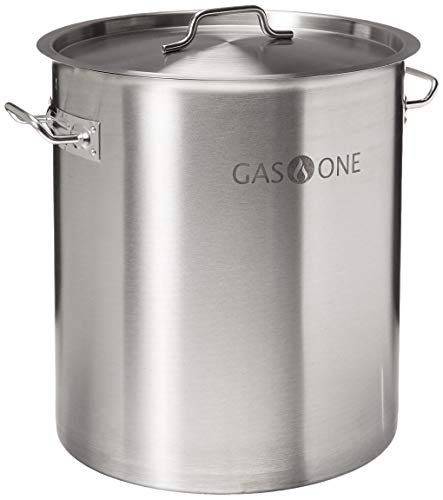 Gas One Fryer Pot 32 quart - All Purpose - Stainless Steel Tri-Ply Bottom with All Purpose Pot Deep Fryer Steam & Boiling Basket