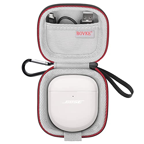 BOVKE Carrying Case for Bose QuietComfort Earbuds II/Bose QC Earbuds 2 Wireless Noise Cancelling in-Ear Headphones, Extra Mesh Pocket for Cables and Eartips, Black (Case Only)