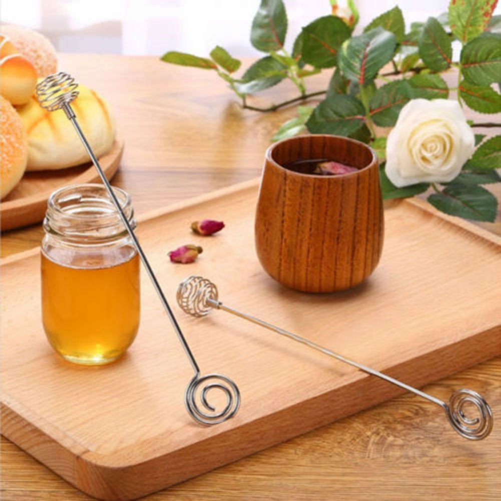 AKOAK 2 Pieces 304 Stainless Steel Honey Stick Dippers Spoon Stirring Bar Swizzle Sticks for Serving Syrups,Frosting,Melted Chocolate