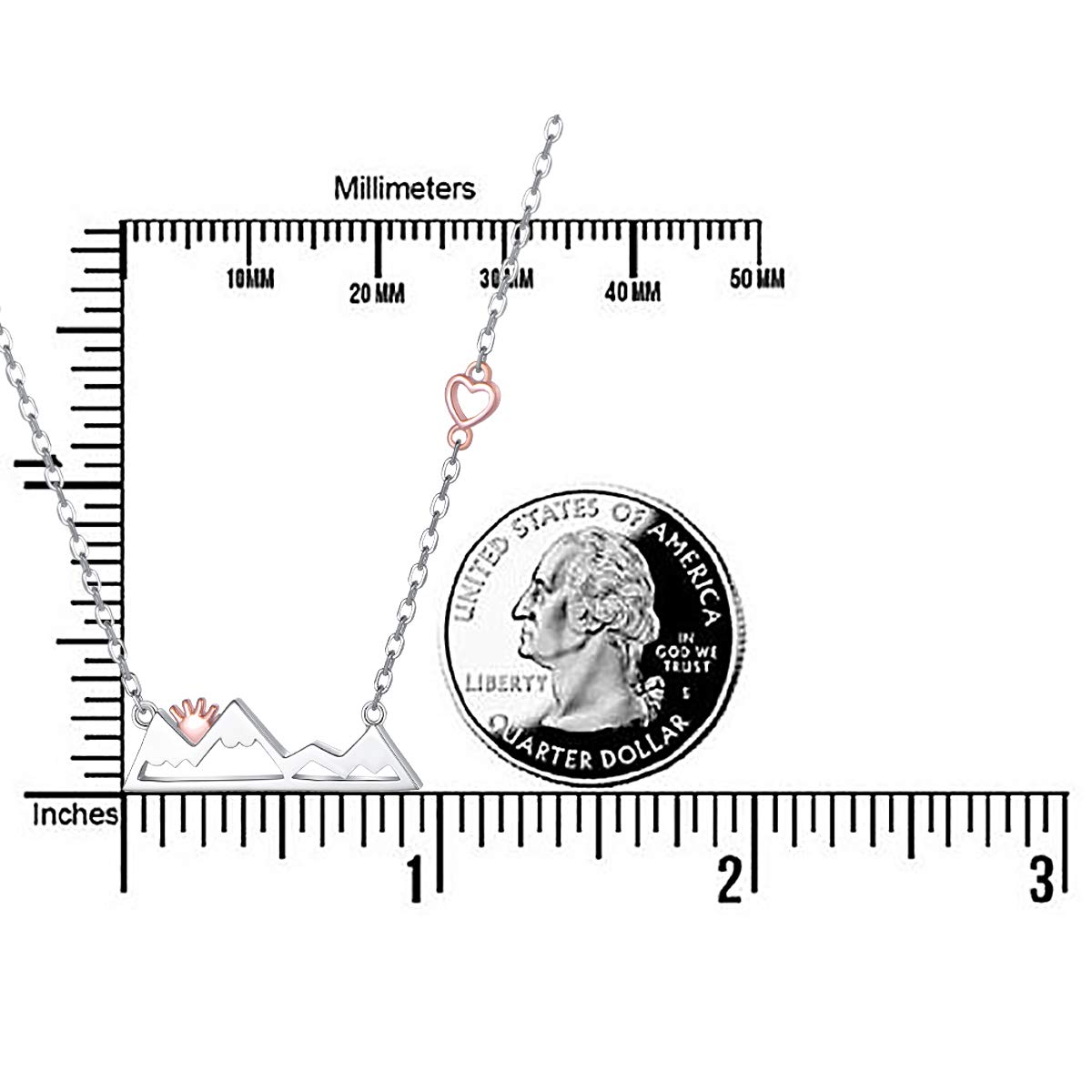 925 Sterling Silver Sunshine from Snowcap Mountain Range Necklace for Women, Mountains Jewelry and Outdoor Lovers 16 inch
