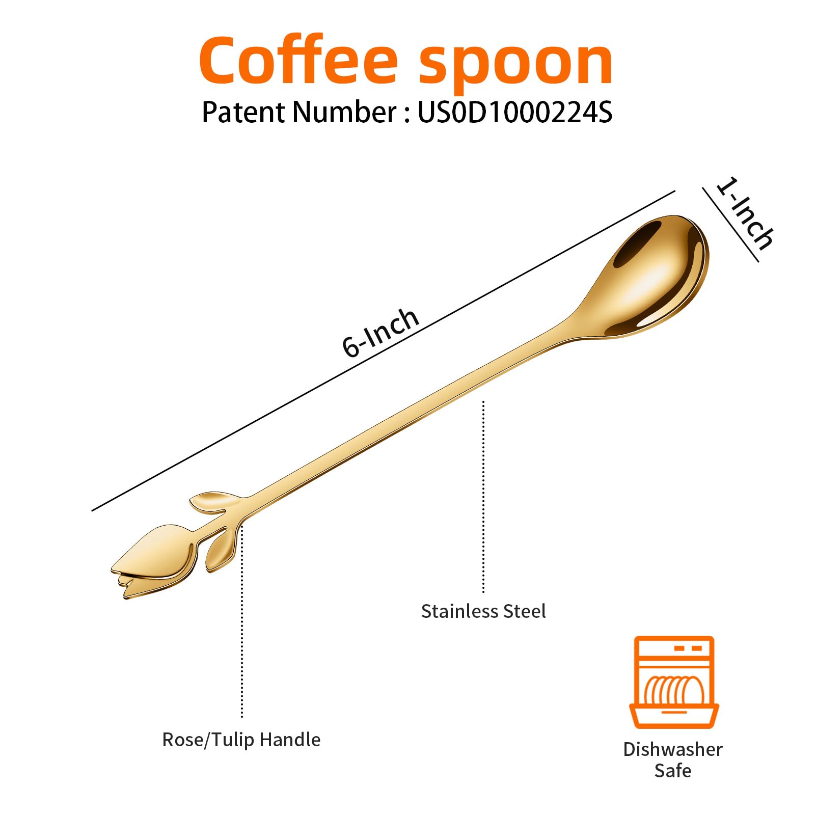 SGVRPVZ Gold Tulip/Rose Handle 12-Pcs Mini Coffee Spoons Set - 6" Stainless Steel for Espresso, Tea, Dessert - Ideal for Demitasse & Small Servings