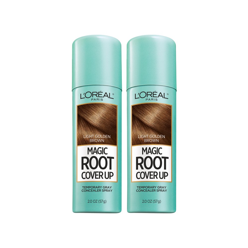 L’Oréal Paris Hair Color Root Cover Up Temporary Gray Concealer Spray Light Golden Brown (Pack of 2) (Packaging May Vary)